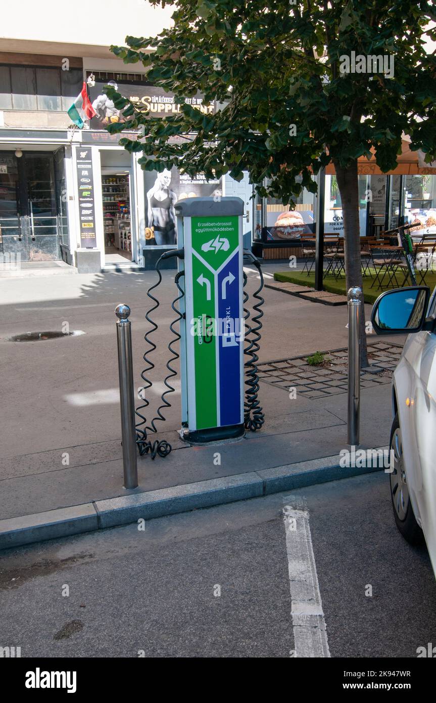 Electric vehicle charging post Budapest, Hungary Stock Photo - Alamy