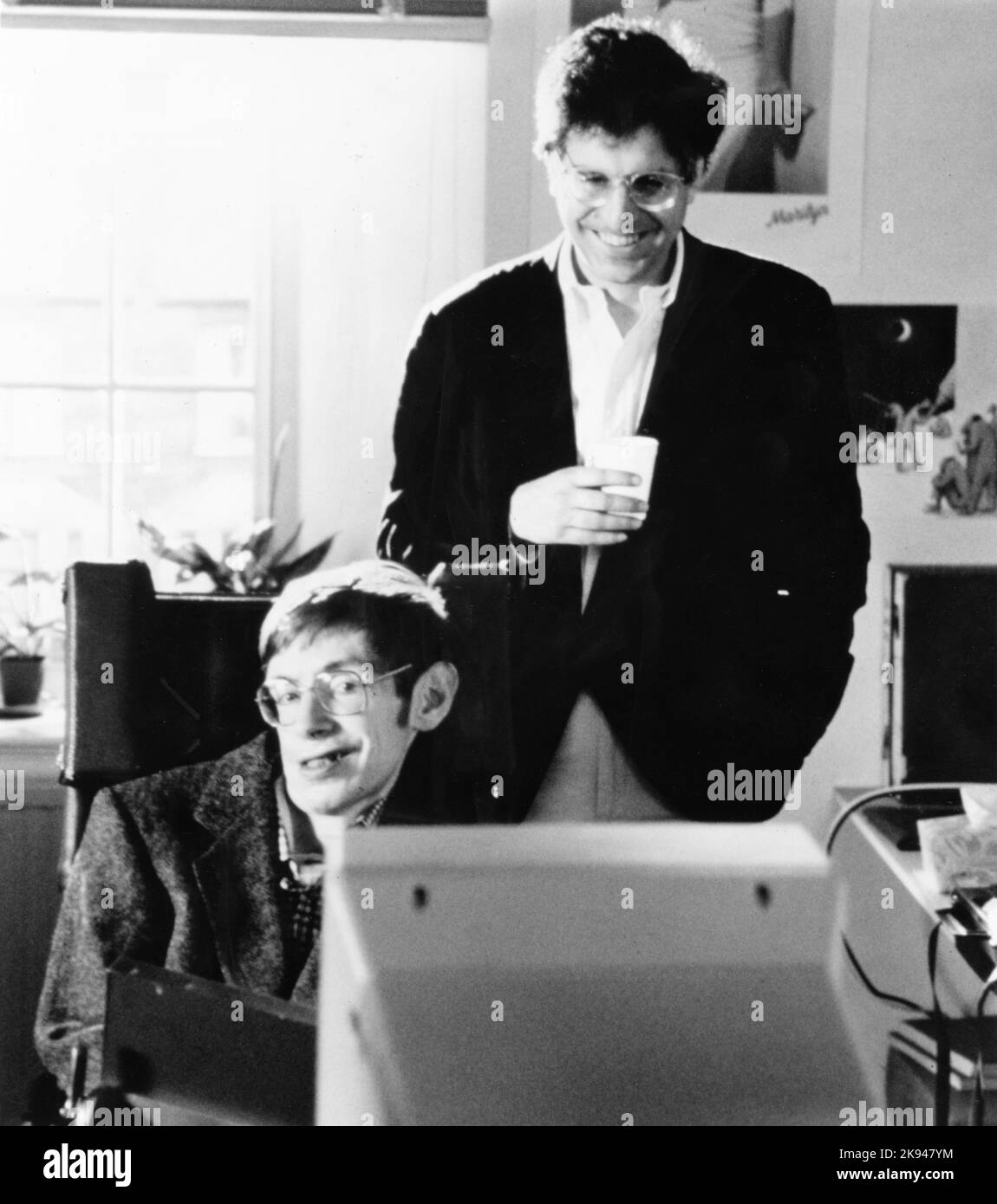 Professor STEPHEN HAWKING and Director ERROL MORRIS on set candid ...
