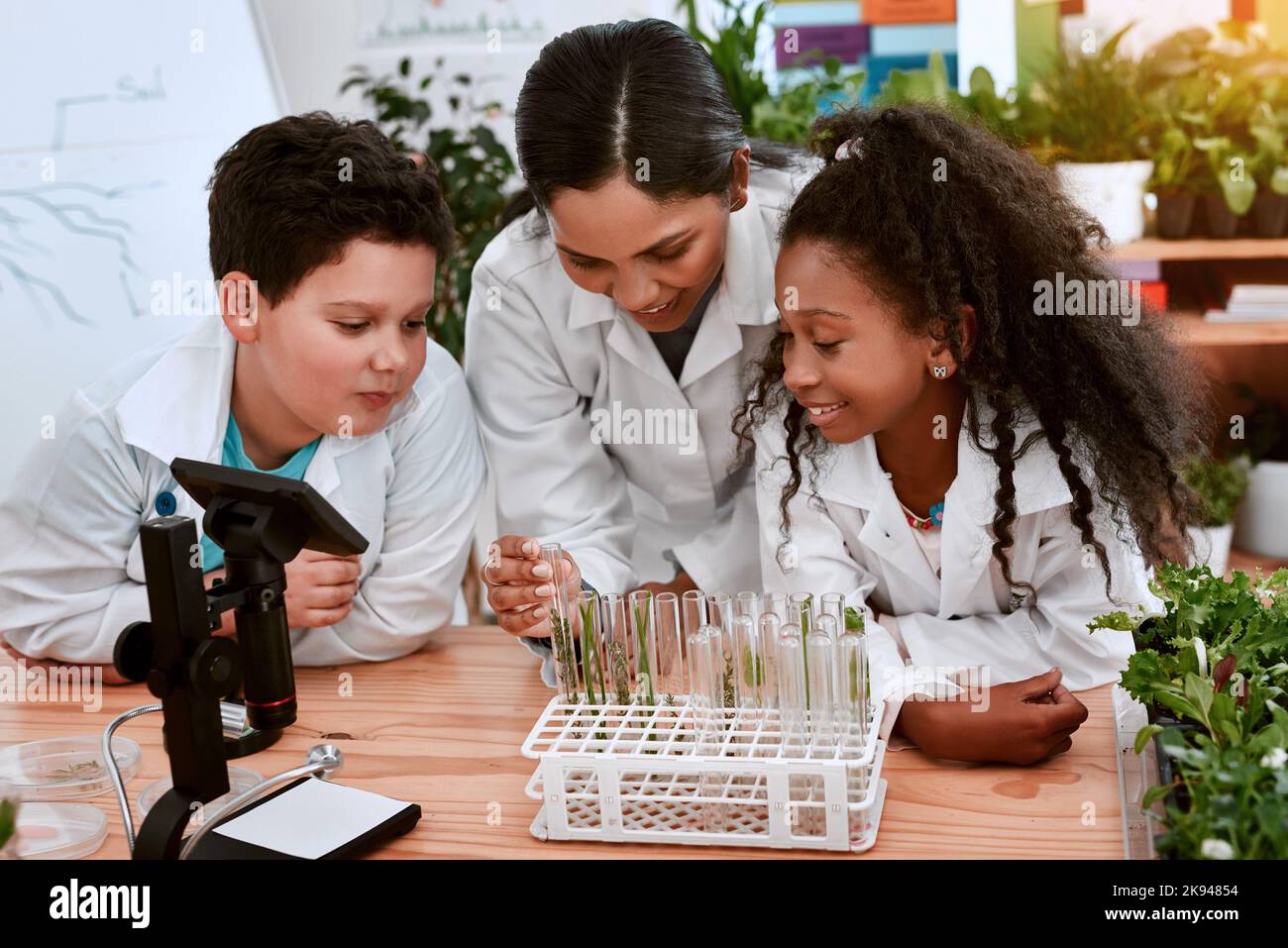 Botany is as easy as 1, 2, 3. an adorable little boy and girl learning ...