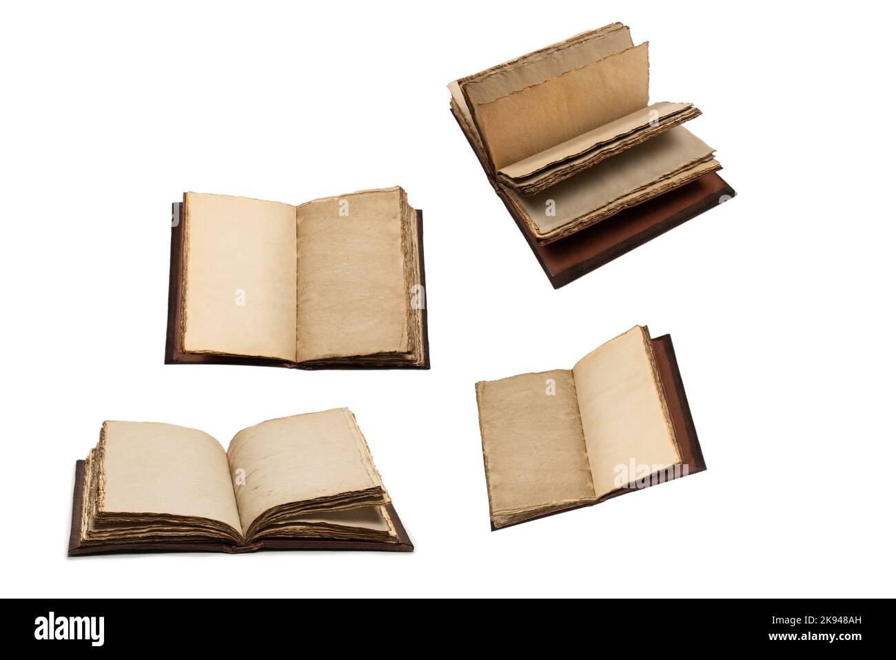 An open empty old notebook isolated on a white background. Copy space ...