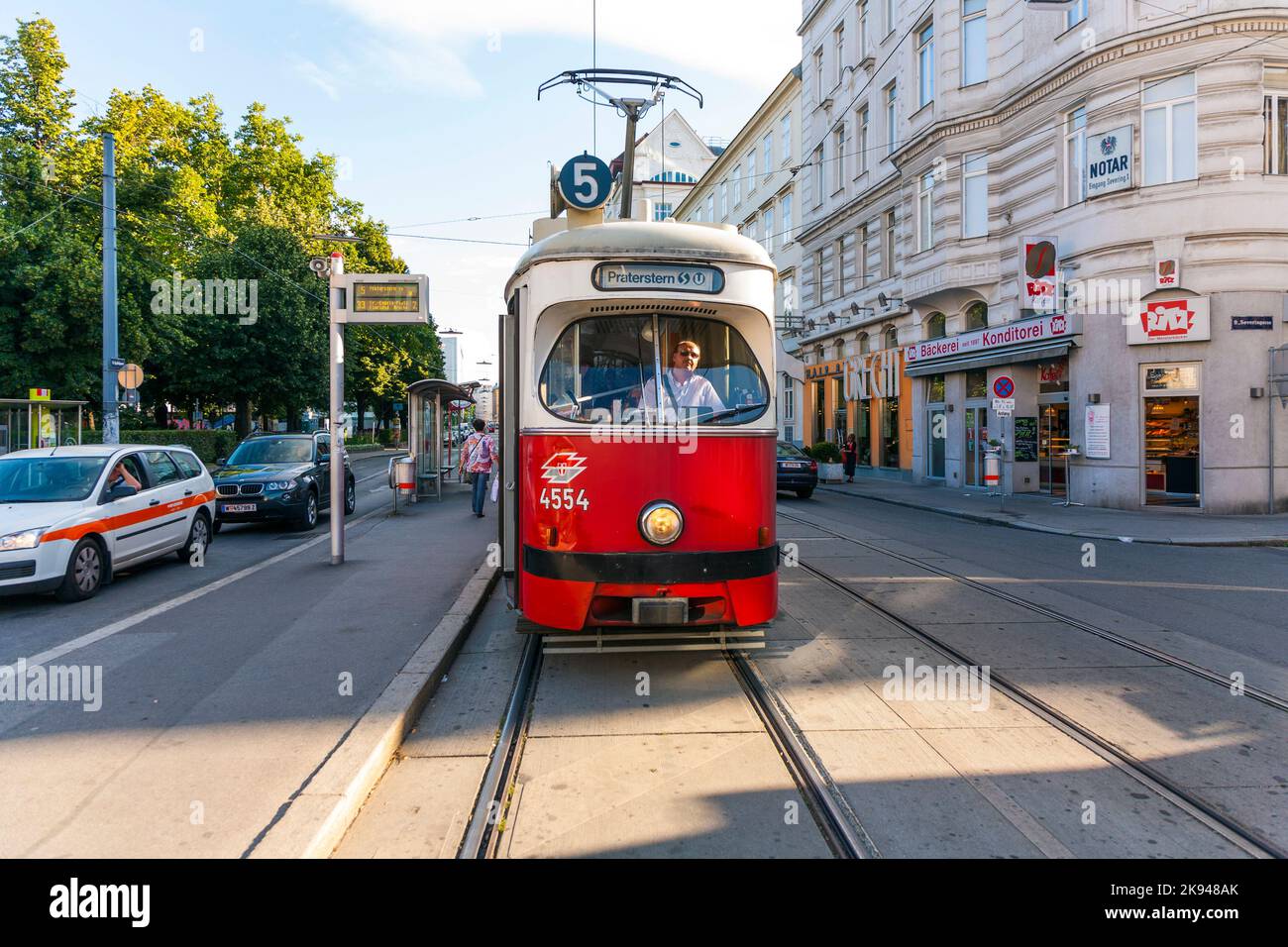 Vienna, Austria - July 21,2009: historic tram operates on late ...