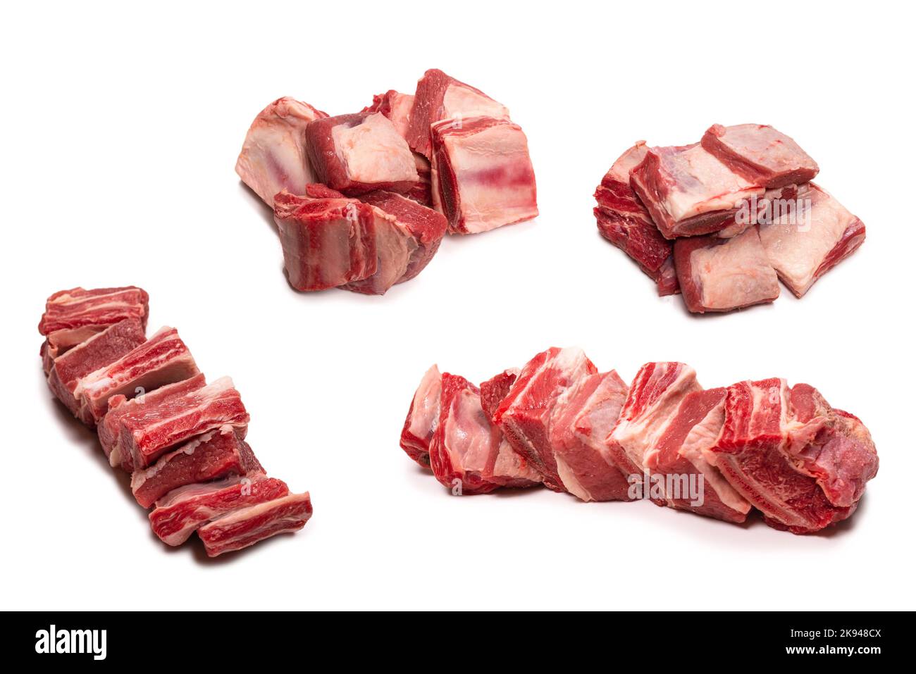 Raw beef ribs isolated on white background. Top view Stock Photo - Alamy