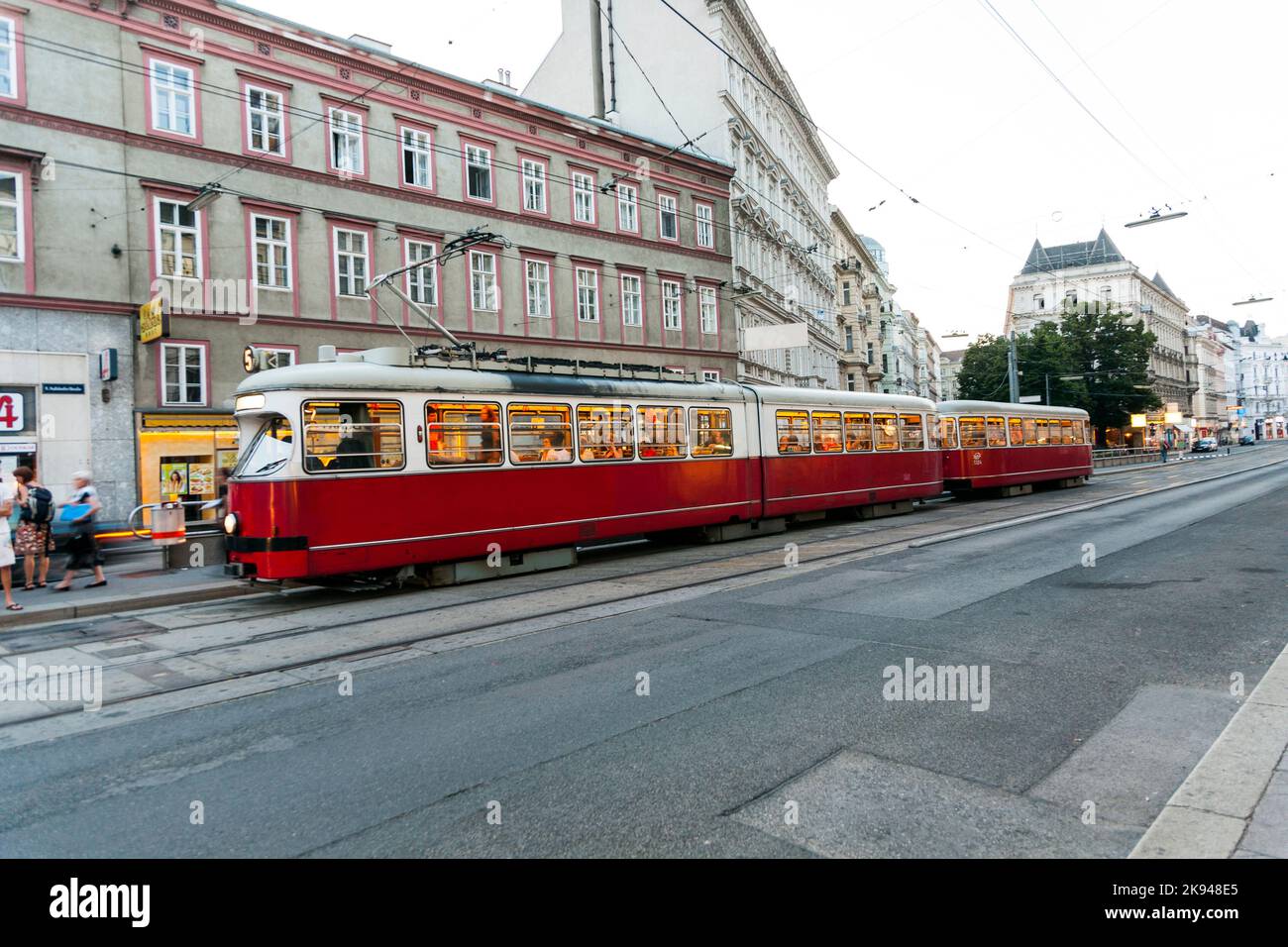 Vienna, Austria - July 21, 2009: historic tram operates on late ...