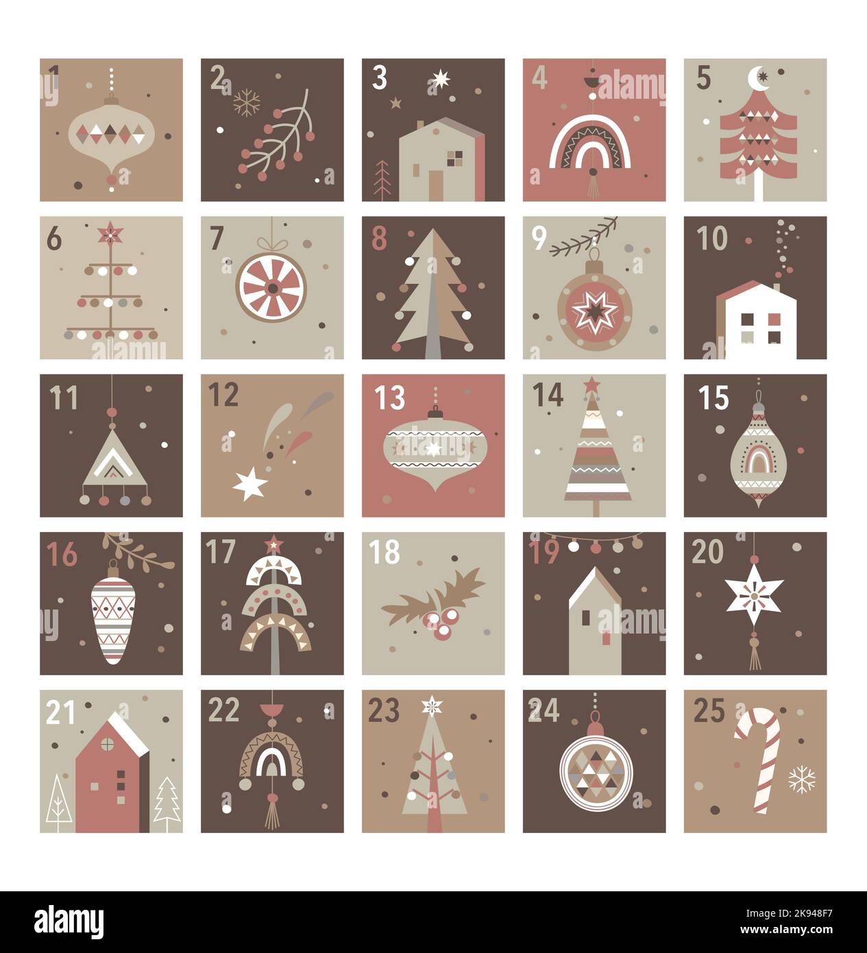 Christmas advent calendar with christmas elements Stock Vector Image ...