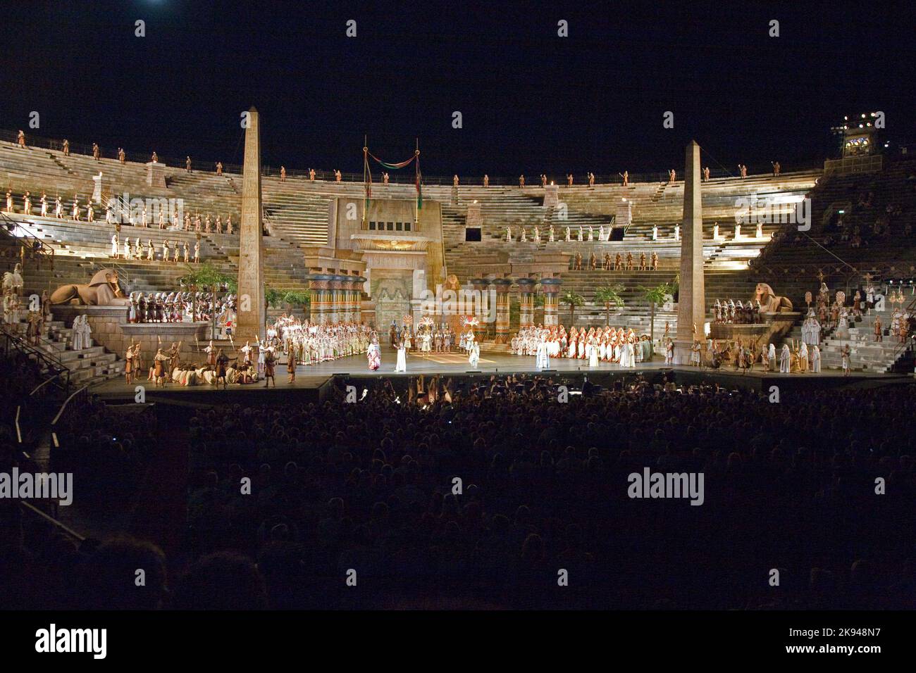 VERONA, ITALY - AUG 5, 2009: stage of the opera Aida from Verdi in the ...