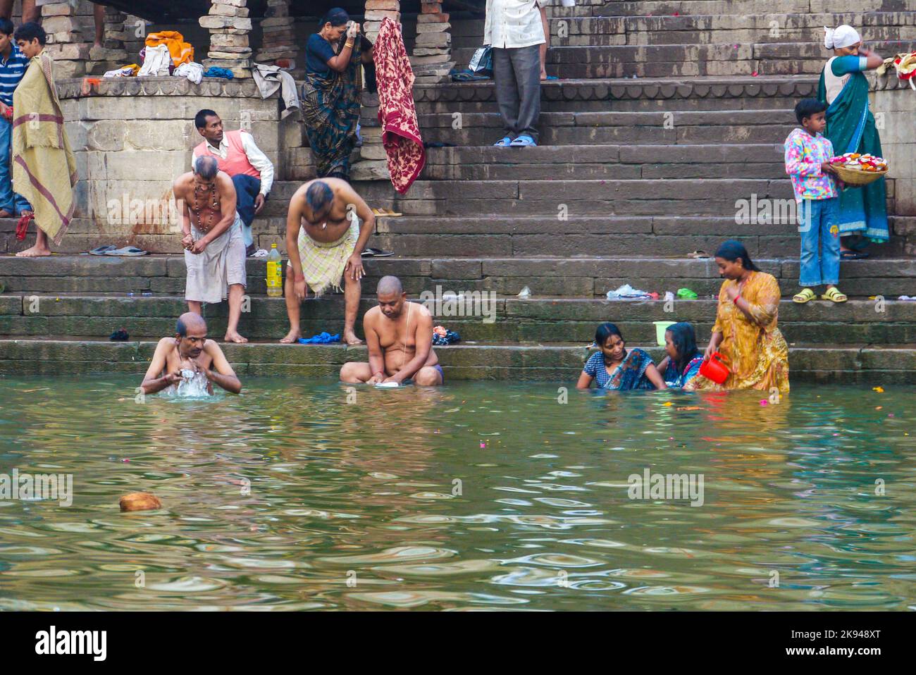 Ganges ritual sunrise hi-res stock photography and images - Alamy
