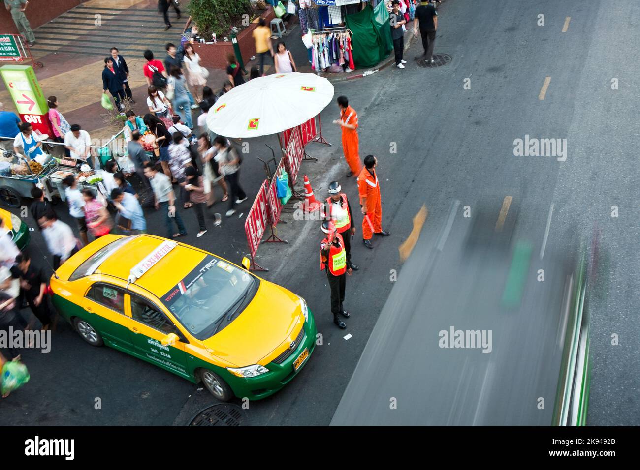 BANGKOK, THAILAND - JANUARY 5: Security Guard at the main road is ...