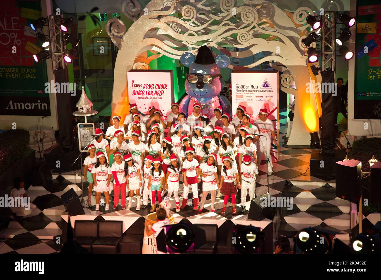 Bangkok, Thailand - December 22, 2009: a chorus is singing christmas ...