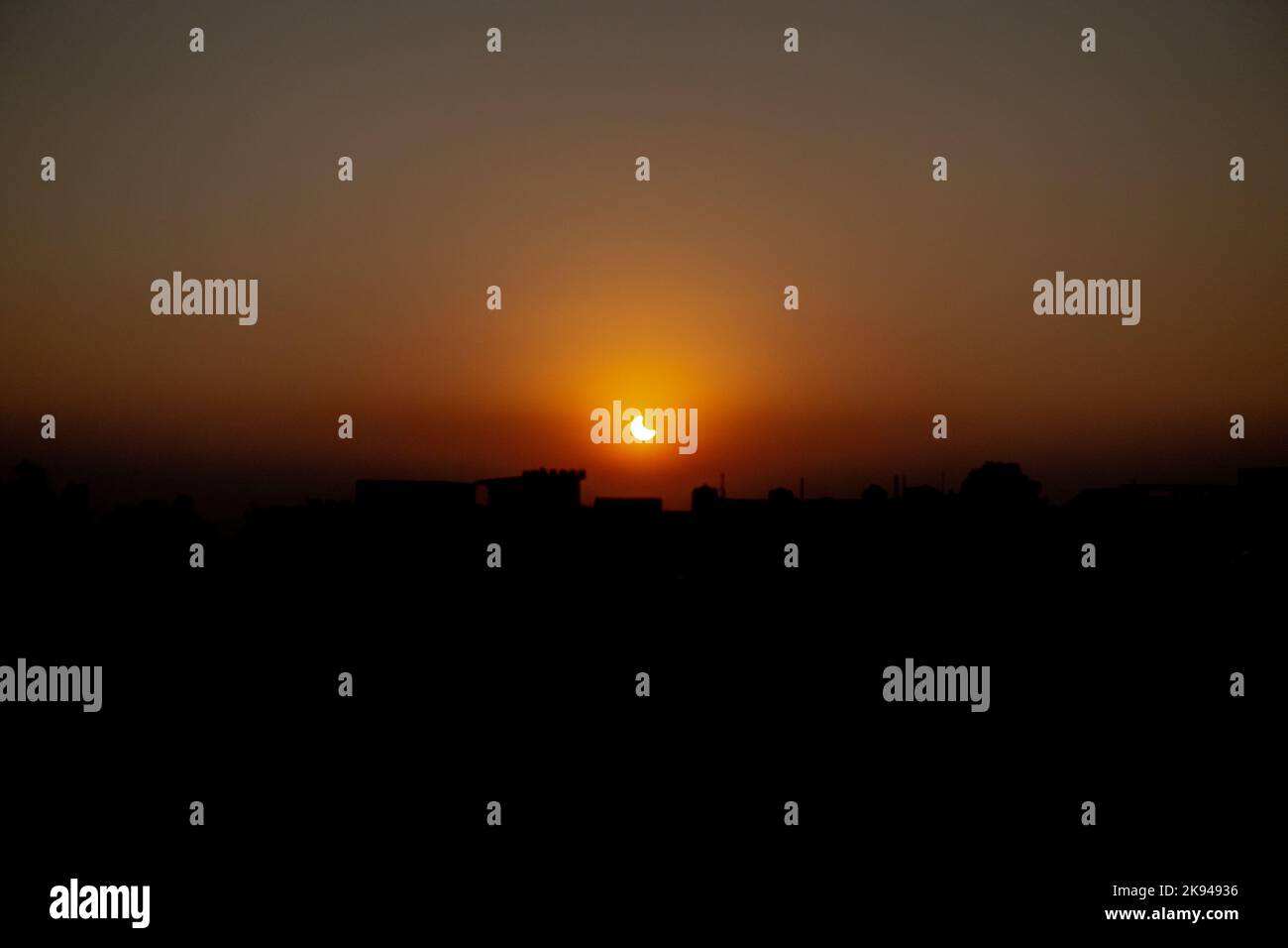 October 25th 2022 Dehradun City, Uttarakhand India. Partial Solar ...