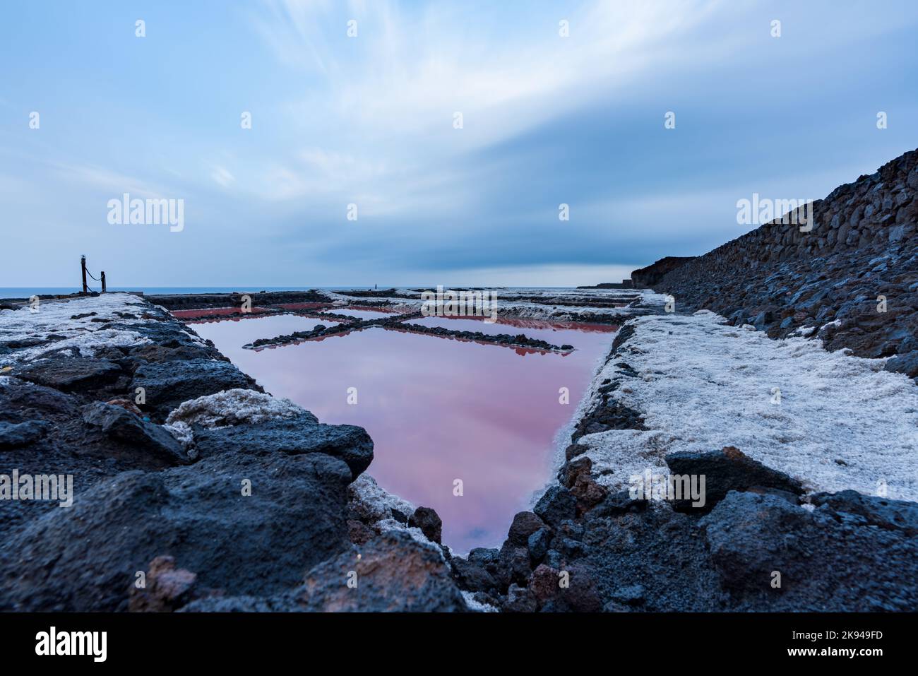 Salt fields near the ocean long exposure sunrise Stock Photo - Alamy