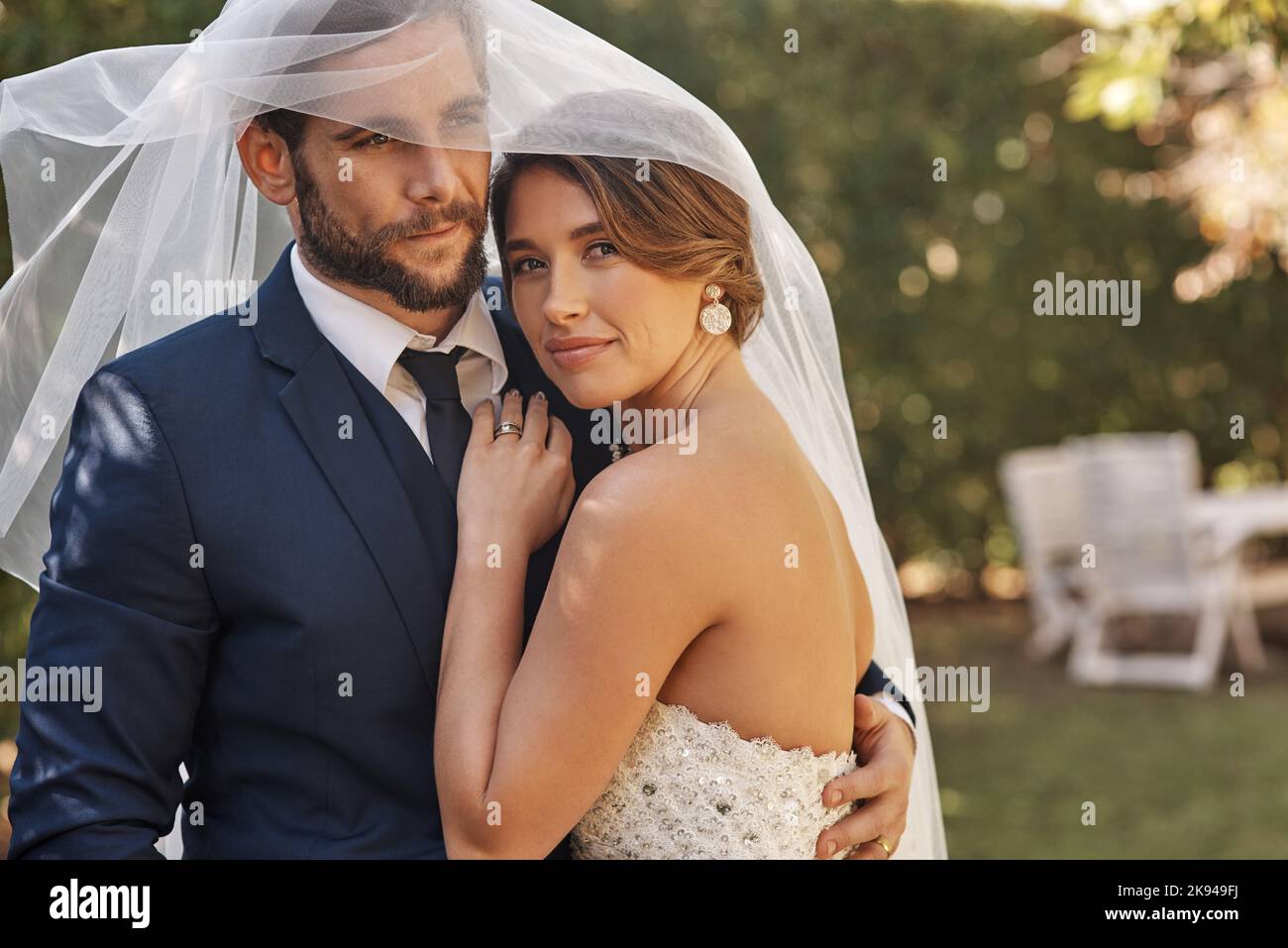 From now on we share life together. an affectionate young newlywed ...