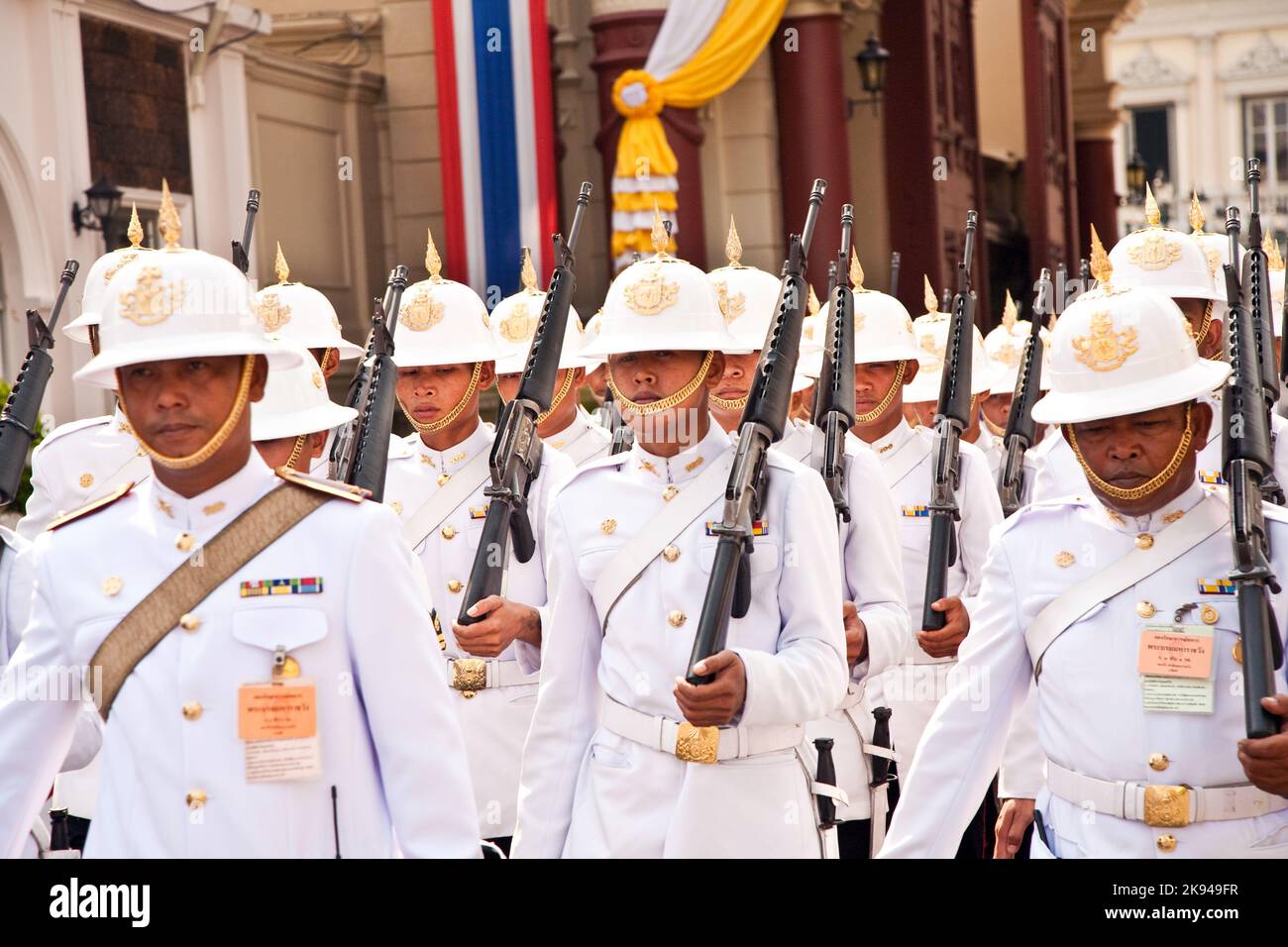 Bangkok, Thailand - January 4, 2010: Parade of the kings Guards, in the ...