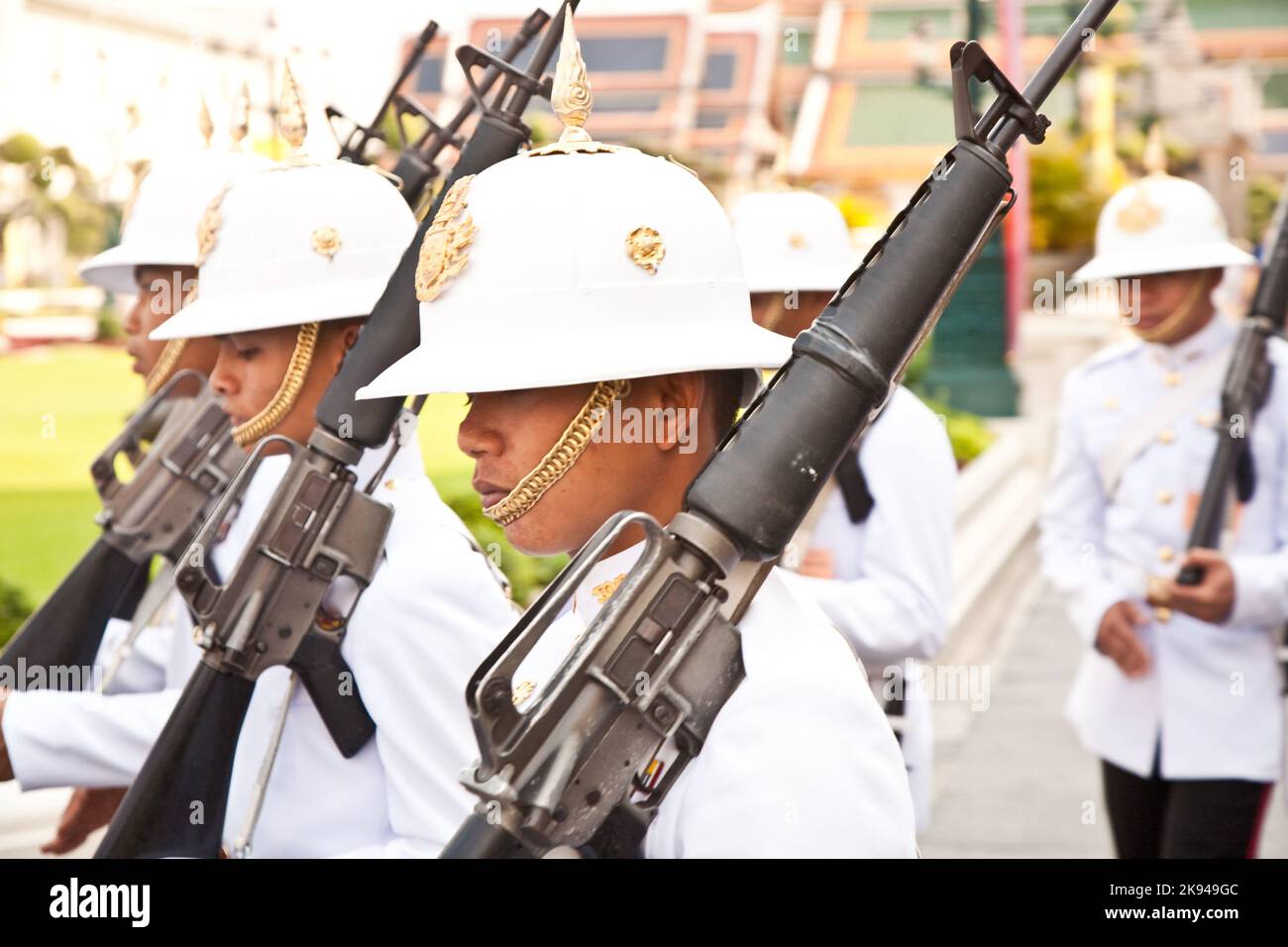 Bangkok, Thailand - January 4, 2010: Parade of the kings Guards, in the ...