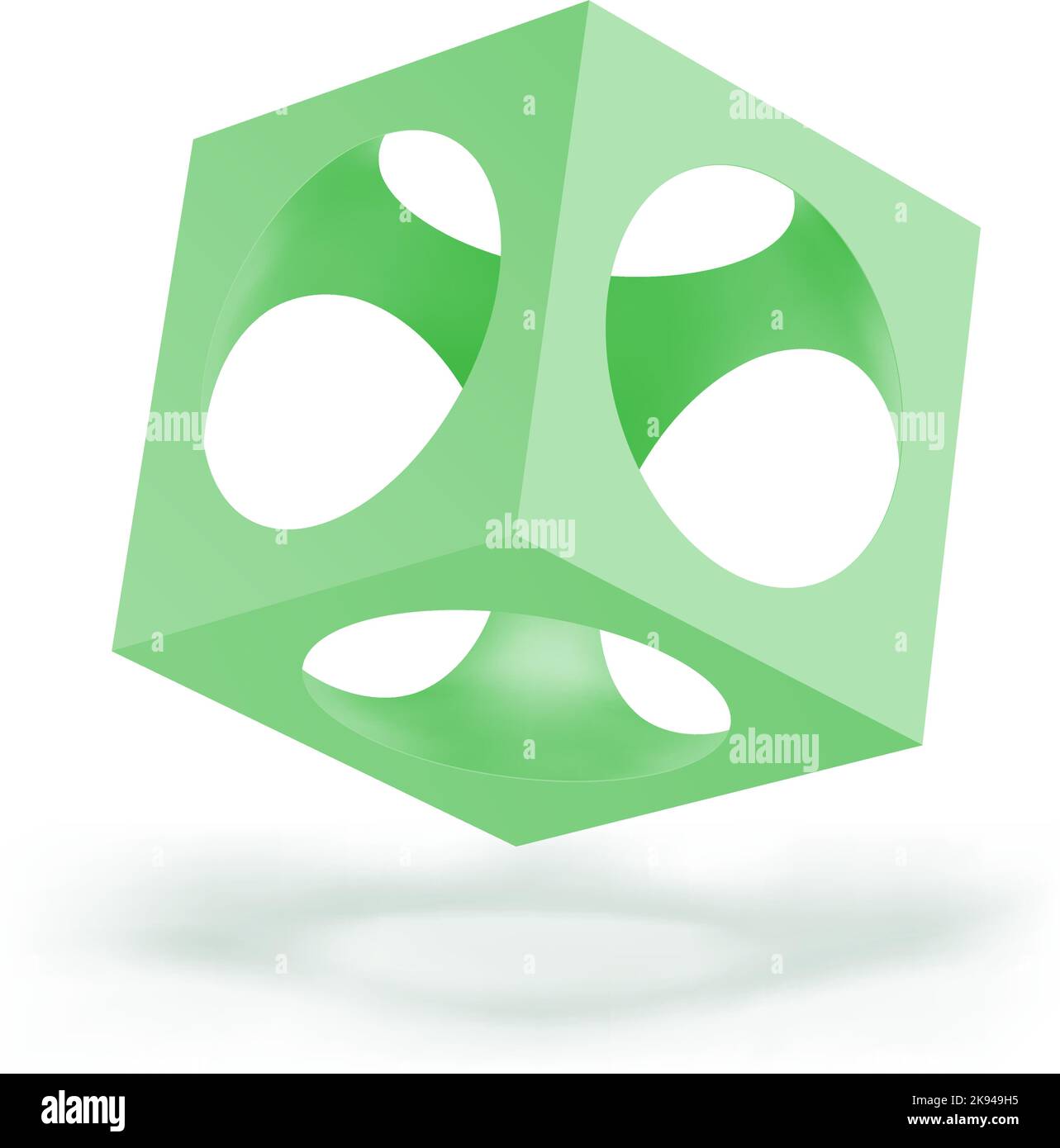 Illustration of Abstract Green Cube, on White Background. Abstract ...