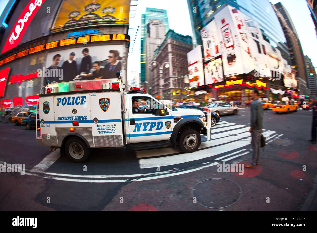 NEW YORK CITY - JUL 8: The police protects the area broadway and times ...