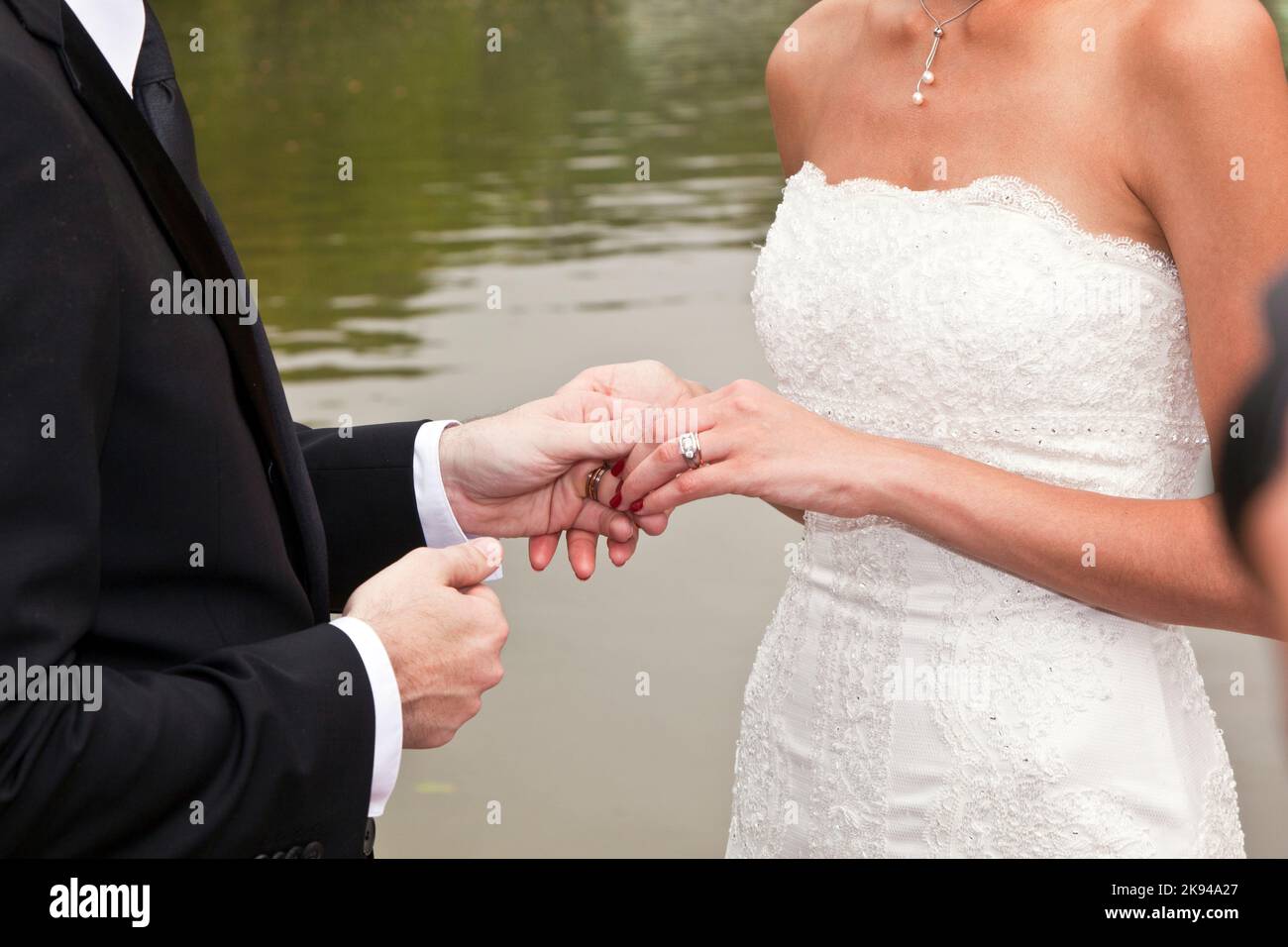 NEW YORK, USA - JULY 8, 2010: wedding couple are swearing lifetime ...
