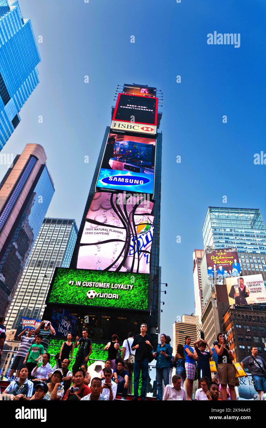 NEW YORK CITY - JUL 8: Times Square, featured with Broadway Theaters ...