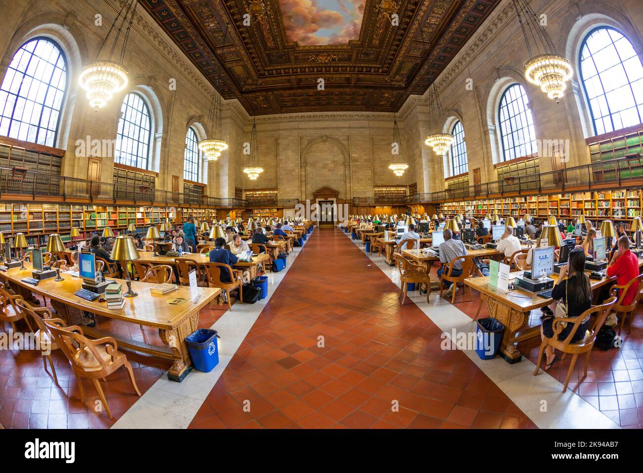 NEW YORK CITY - JULY 10: people study in the New York Public Library on ...