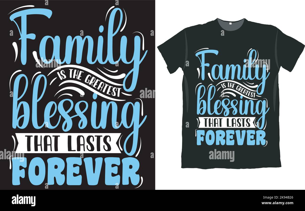 Blue writing about a family with a shirt on a black and white ...
