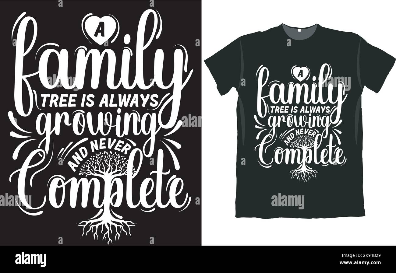 A writing about a family with a shirt on a black and white background ...