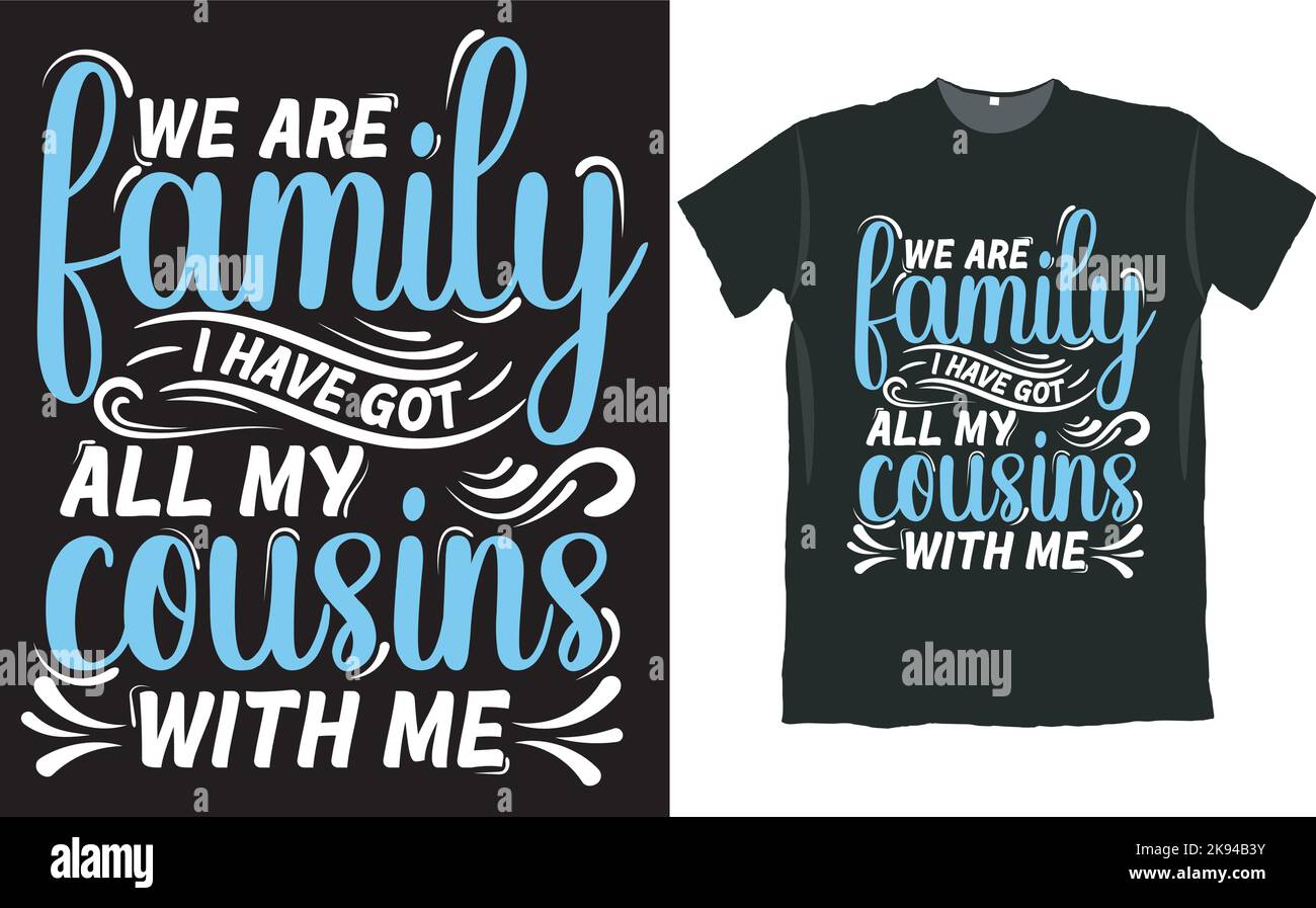 Blue writing about a family with a shirt on a black and white ...