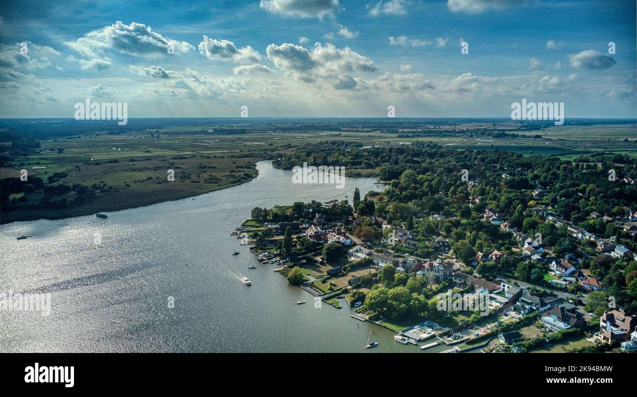 An aerial view of the Marina at Oulton Broads in Norfolk, Virginia with ...