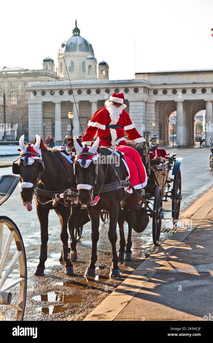 VIENNA, AUSTRIA - NOV 26: driver of the fiaker is dressed as Santa ...