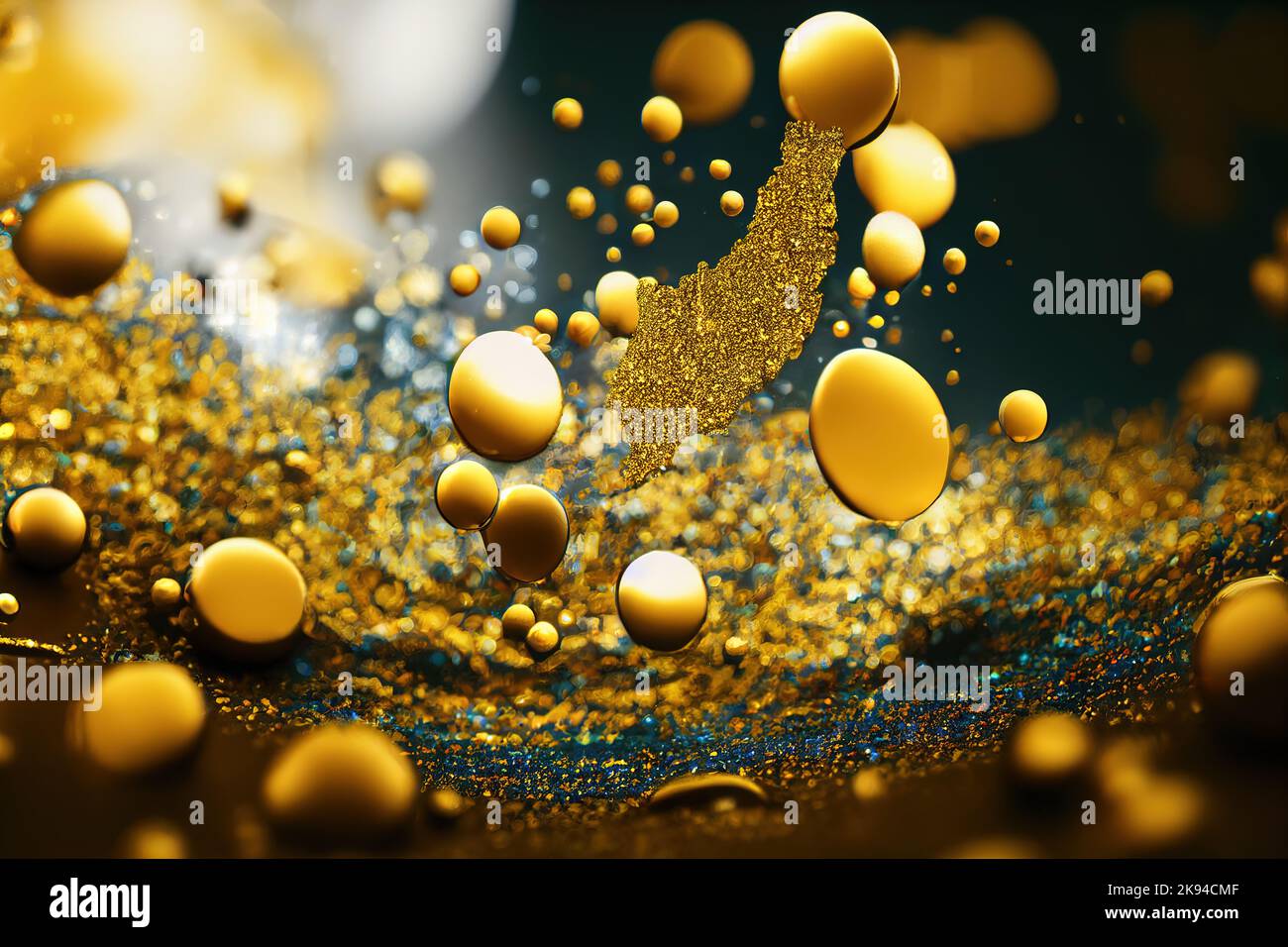 Colorful yellow particles abstract background with waves art pattern ...