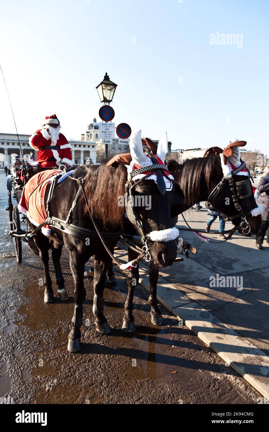 VIENNA, AUSTRIA - NOV 27, 2010: driver of the fiaker dressed as Santa ...