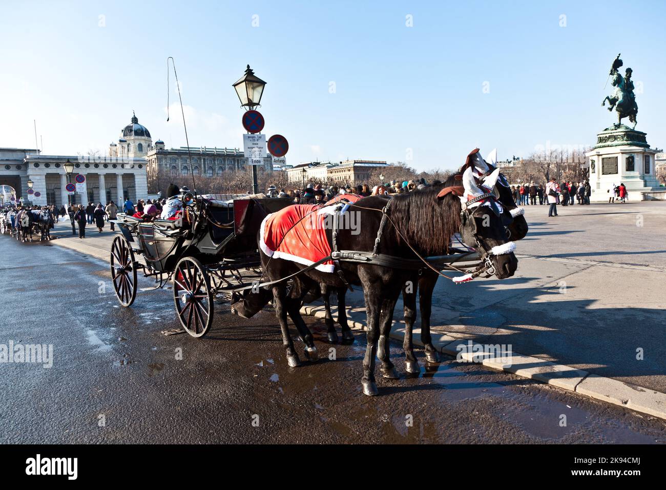 VIENNA, AUSTRIA - NOV 27, 2010: driver of the fiaker dressed as Santa ...