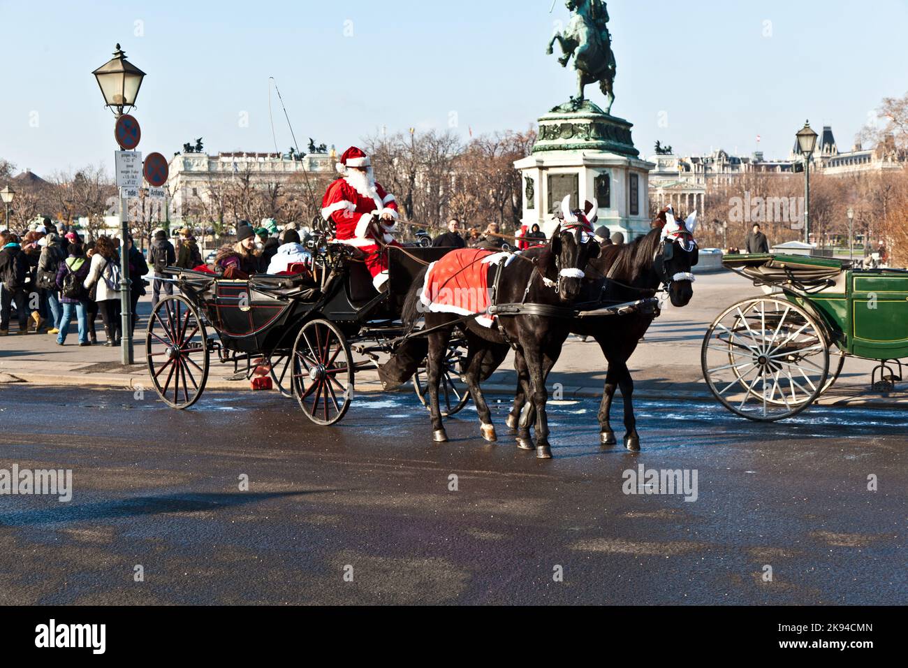 VIENNA, AUSTRIA - NOV 27, 2010: driver of the fiaker dressed as Santa ...