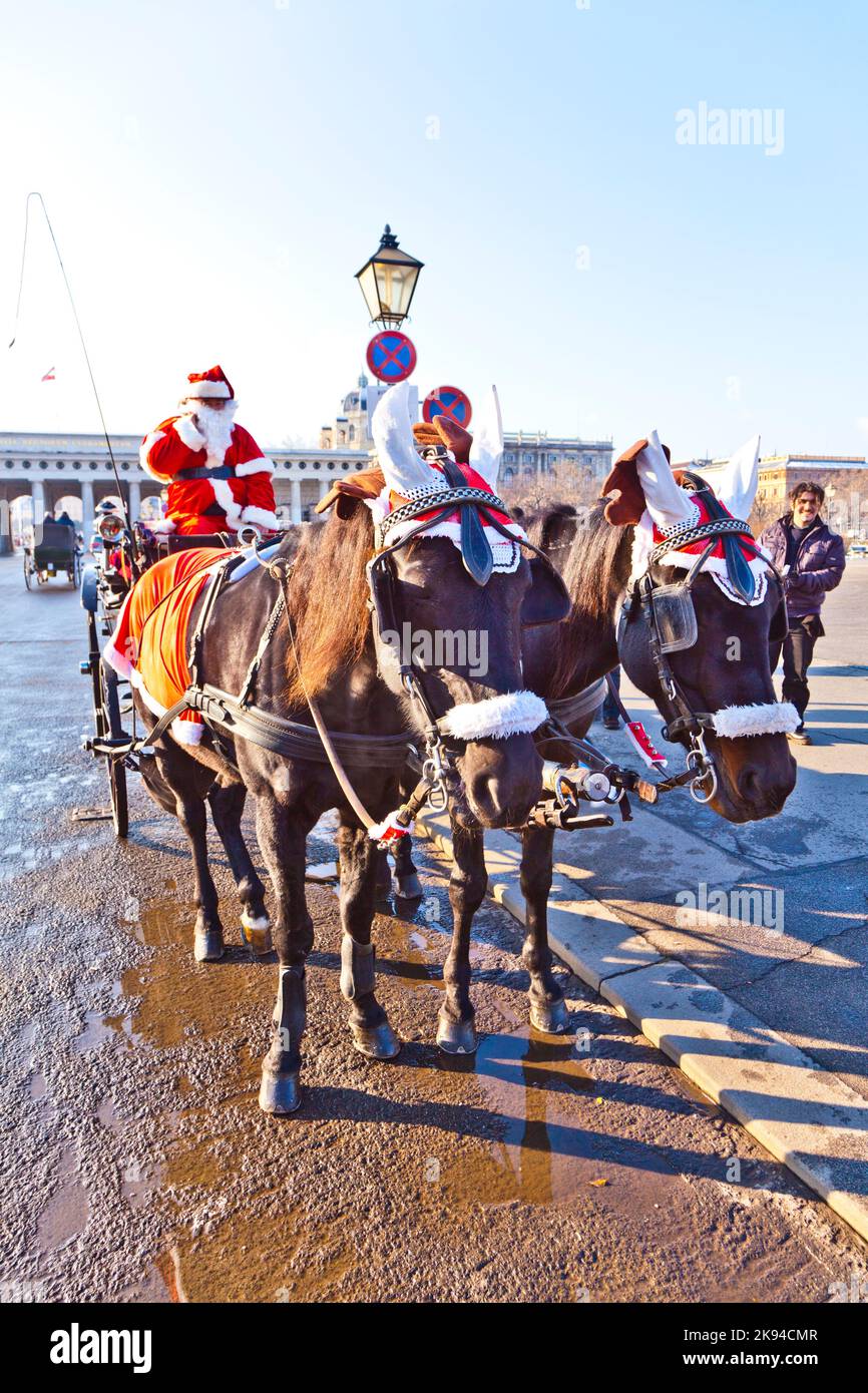 VIENNA, AUSTRIA - NOV 26: driver of the fiaker is dressed as Santa ...