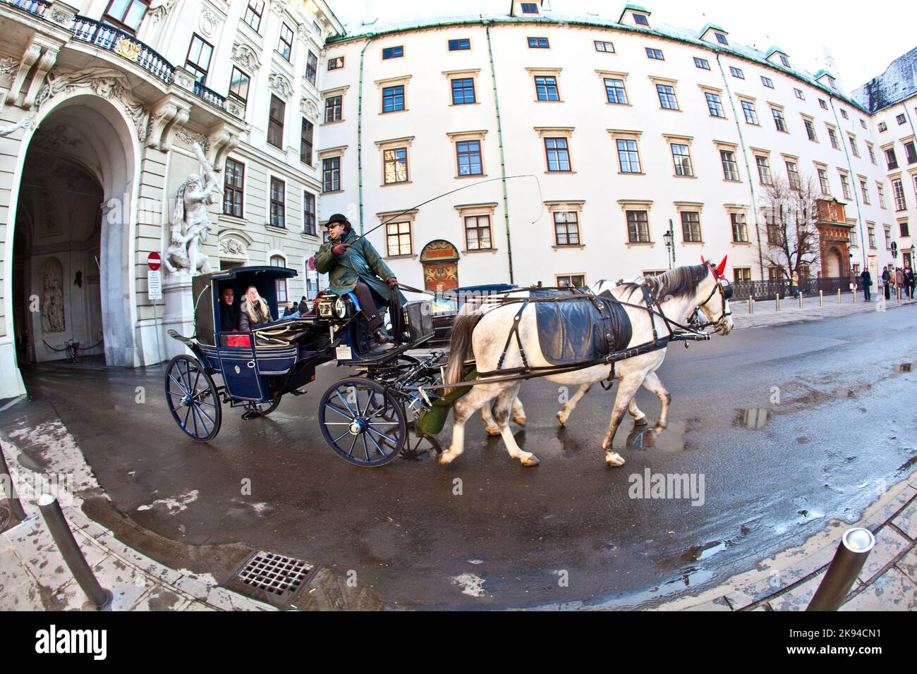 VIENNA, AUSTRIA - NOV 26: horse drawn fiaker at the Hofburg on November ...