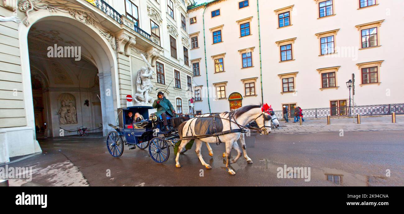 VIENNA, AUSTRIA - NOV 26: horse drawn fiaker at the Hofburg on November ...