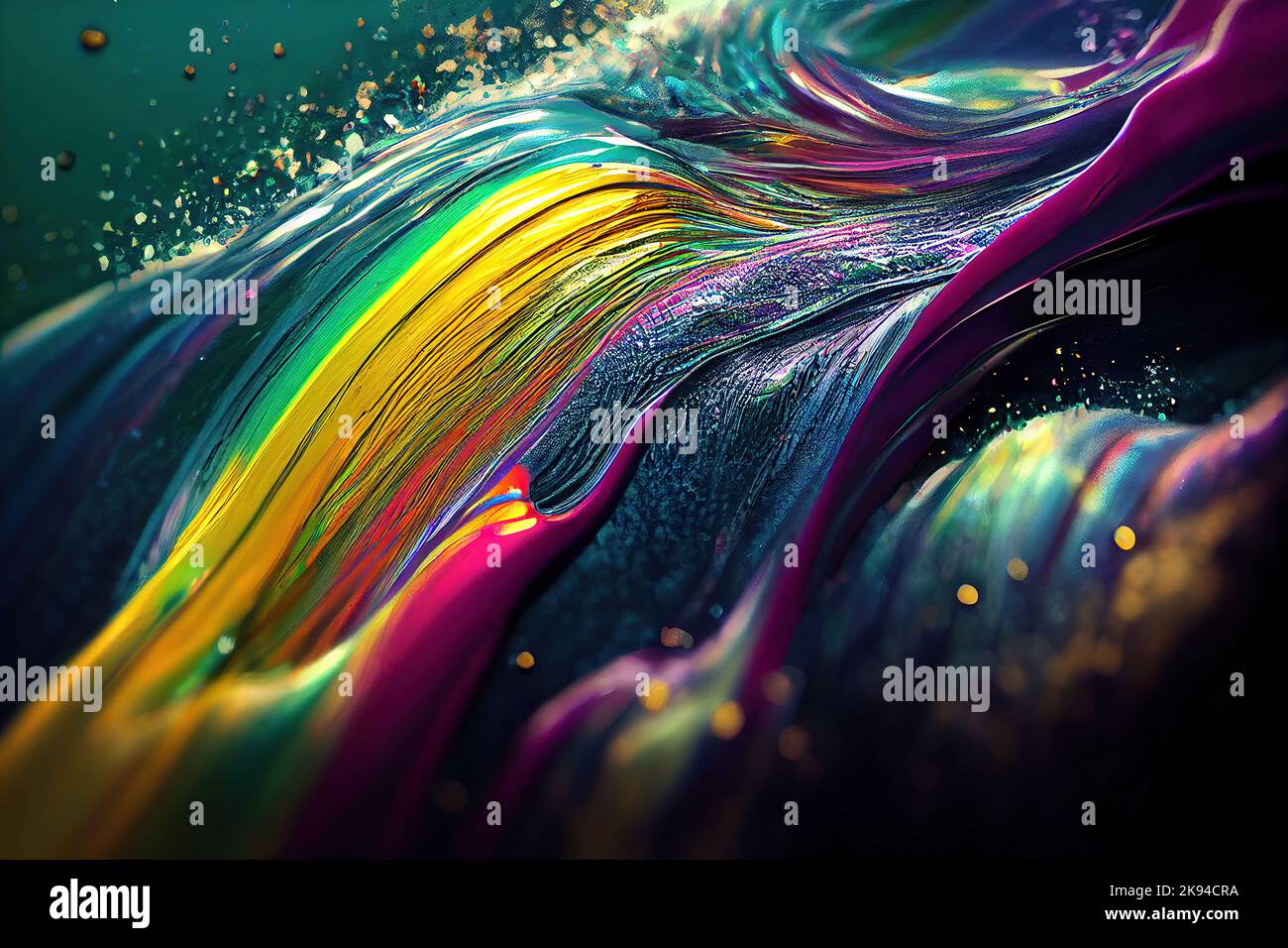 Abstract background with rainbow spectre neon light waves pattern. 3D ...