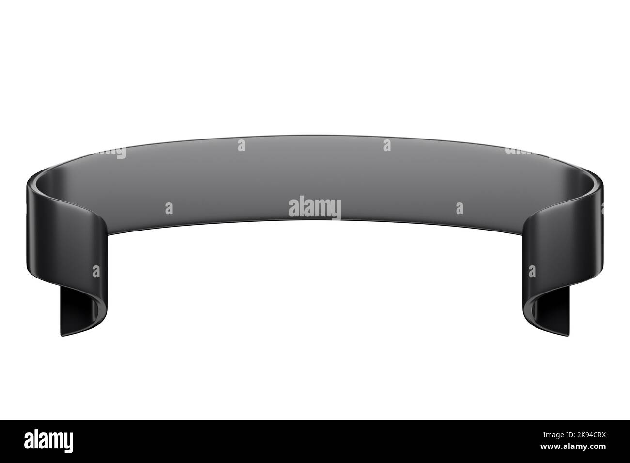 3d label ribbon. Glossy black blank plastic banner for advertisment ...