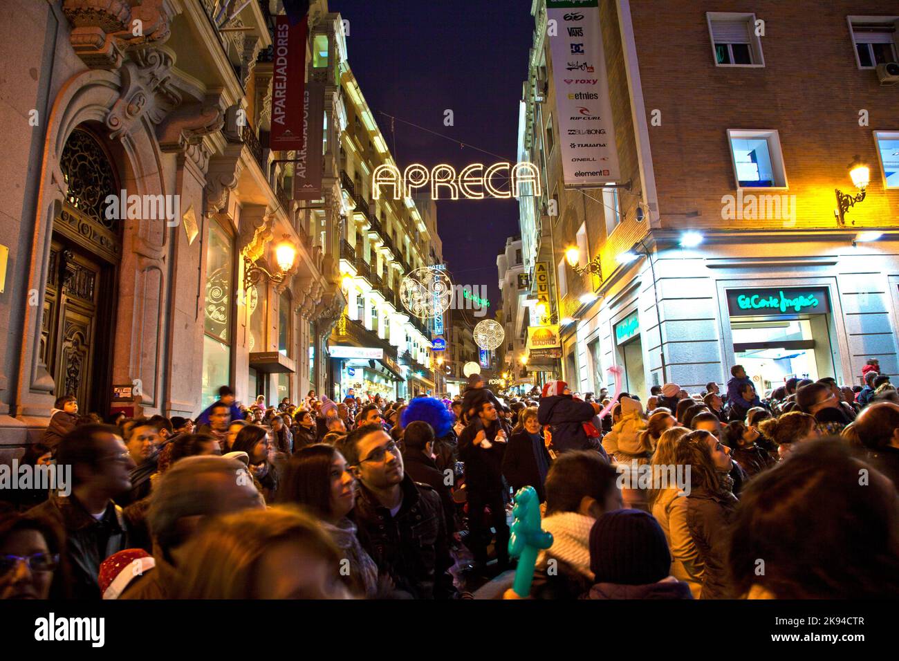 MADRID, SPAIN - DECEMBER 20: People have fun in Christmas time watching ...
