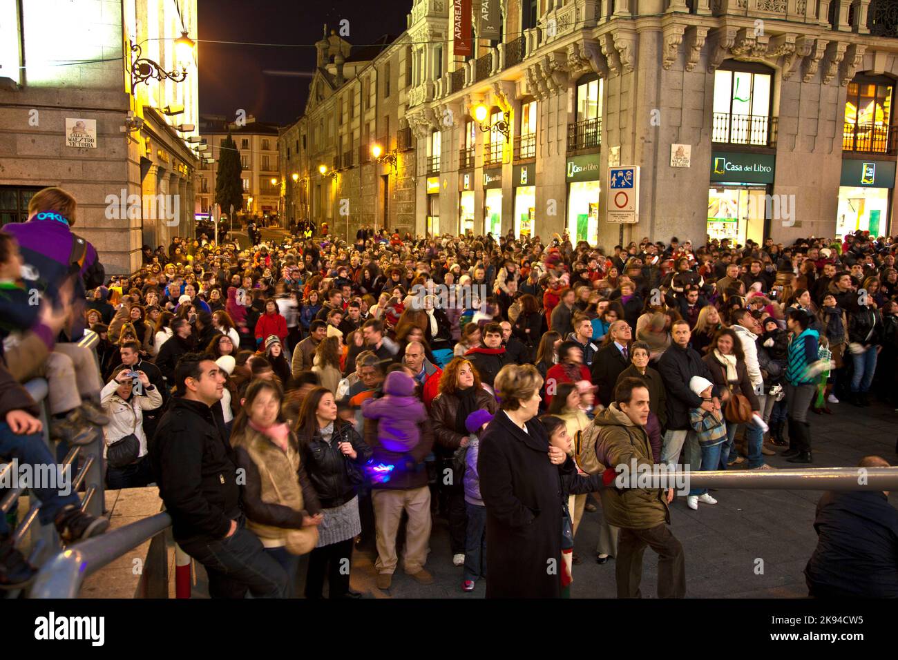 MADRID, SPAIN - DECEMBER 20: People have fun in Christmas time watching ...