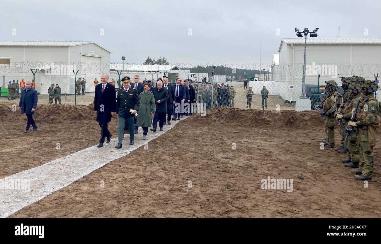 Pabrade, Lithuania. 26th Oct, 2022. Gitanas Nauseda (front l ...