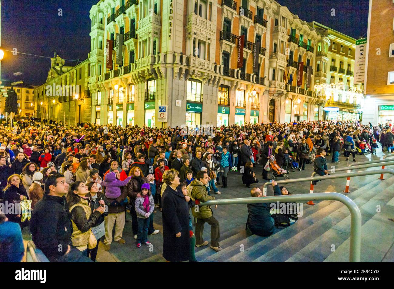 MADRID, SPAIN - DECEMBER 20: People have fun in Christmas time watching ...