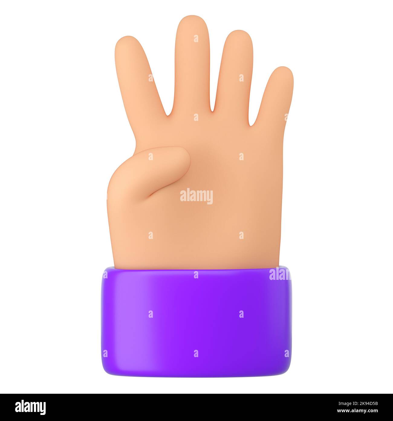 3d Human fingers count. Four. Numbers, counting, waiting, mathematic concept. High quality ...