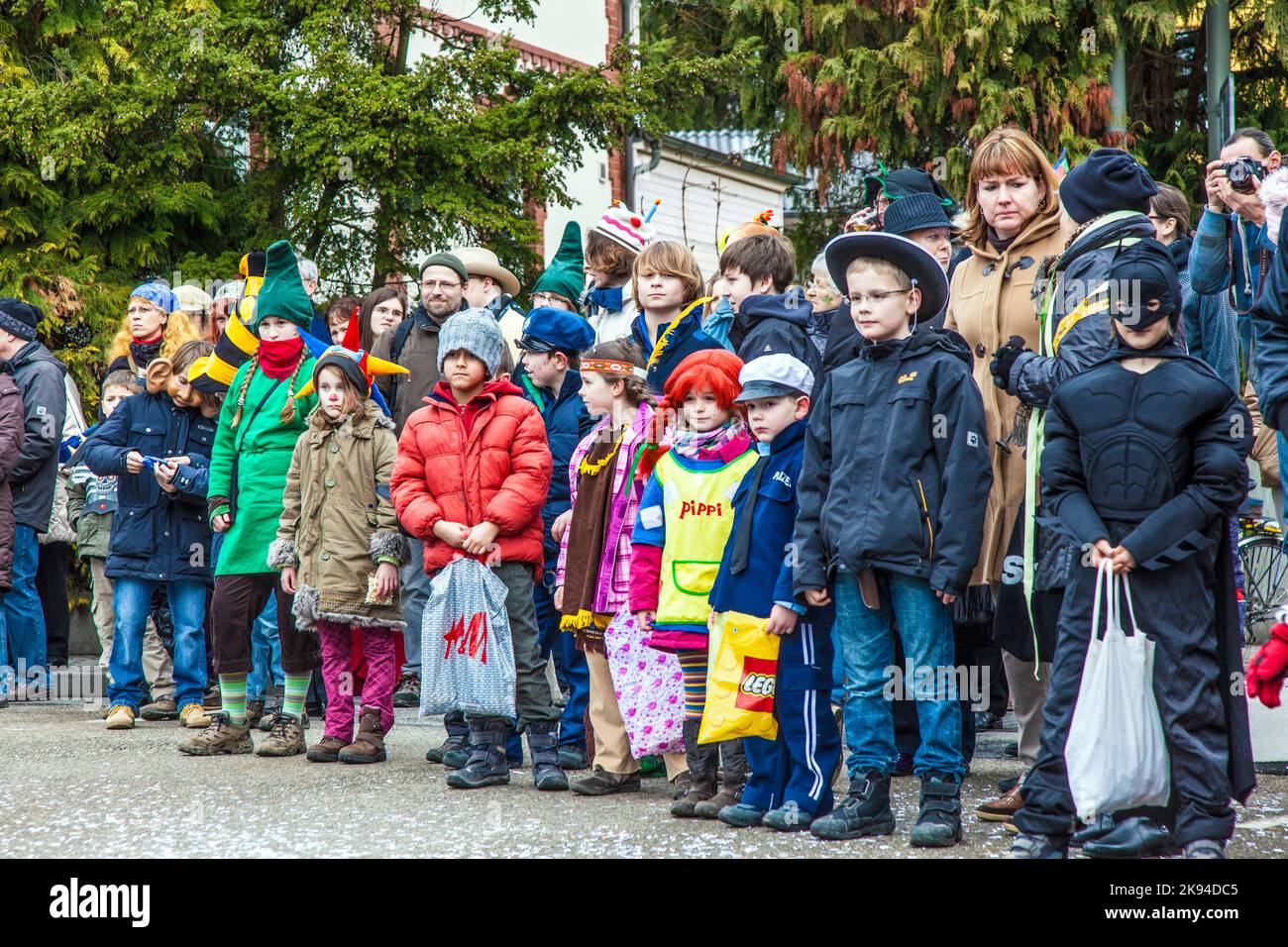 Schwalbach, Germany - February 27, 2011: The people watch the carnival ...