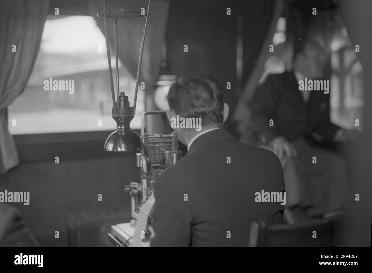 Engineer Pramberg and others with measuring instruments in inspection ...