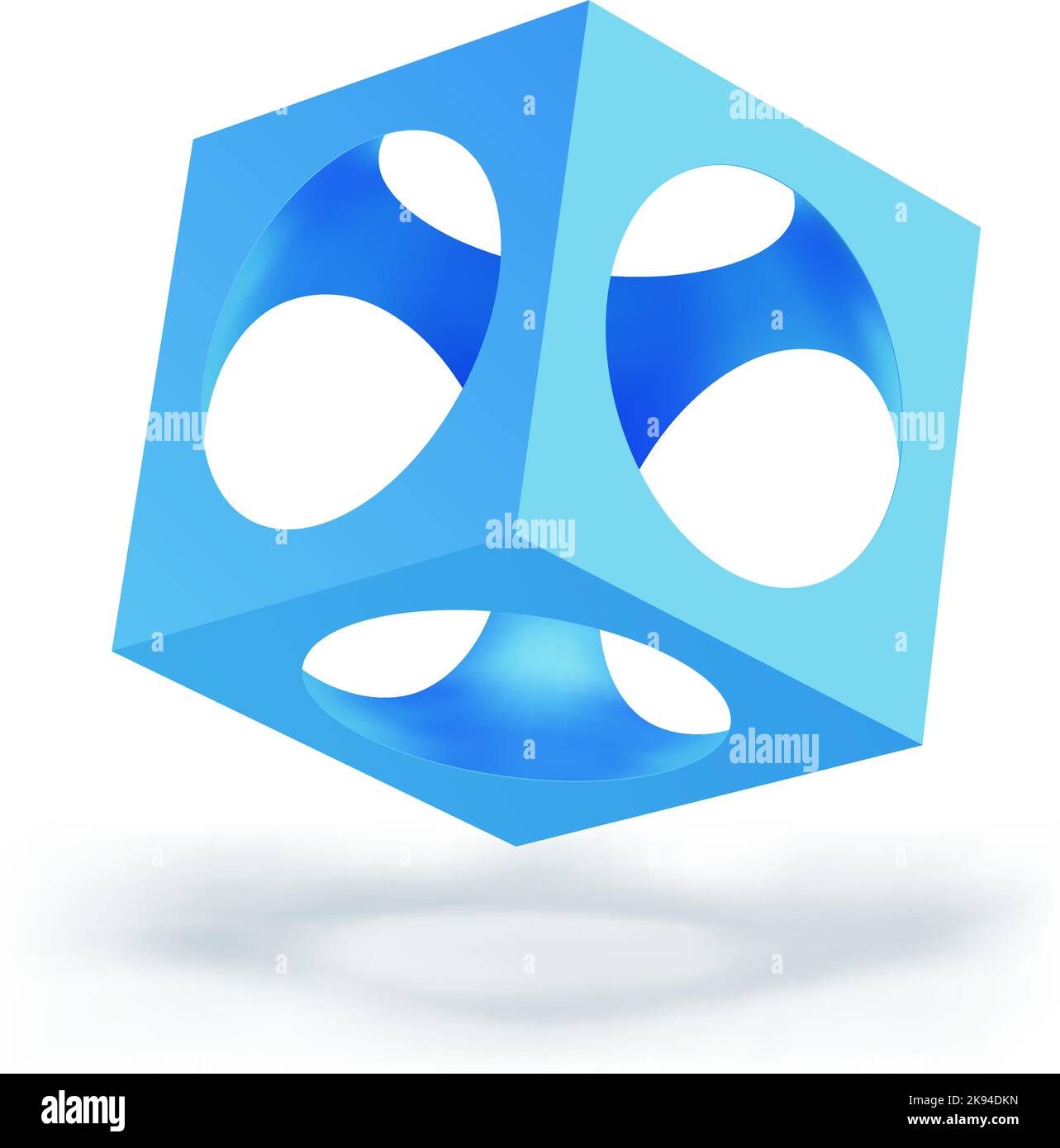 Illustration of Abstract Blue Cube, on White Background. Abstract ...