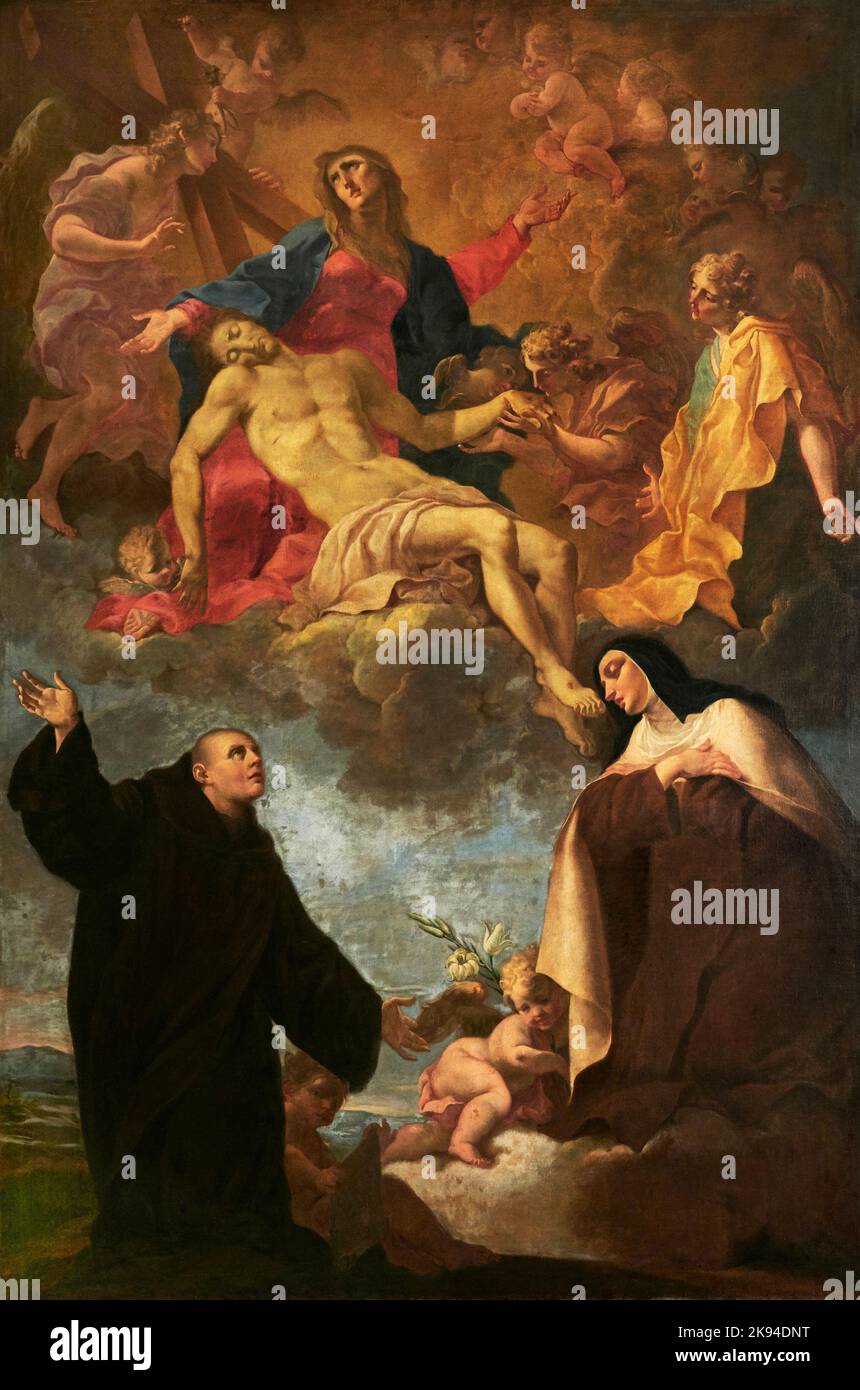 Pietà con San Giovanni di Dio, S. Teresa d’ Avila e angeli - olio su ...