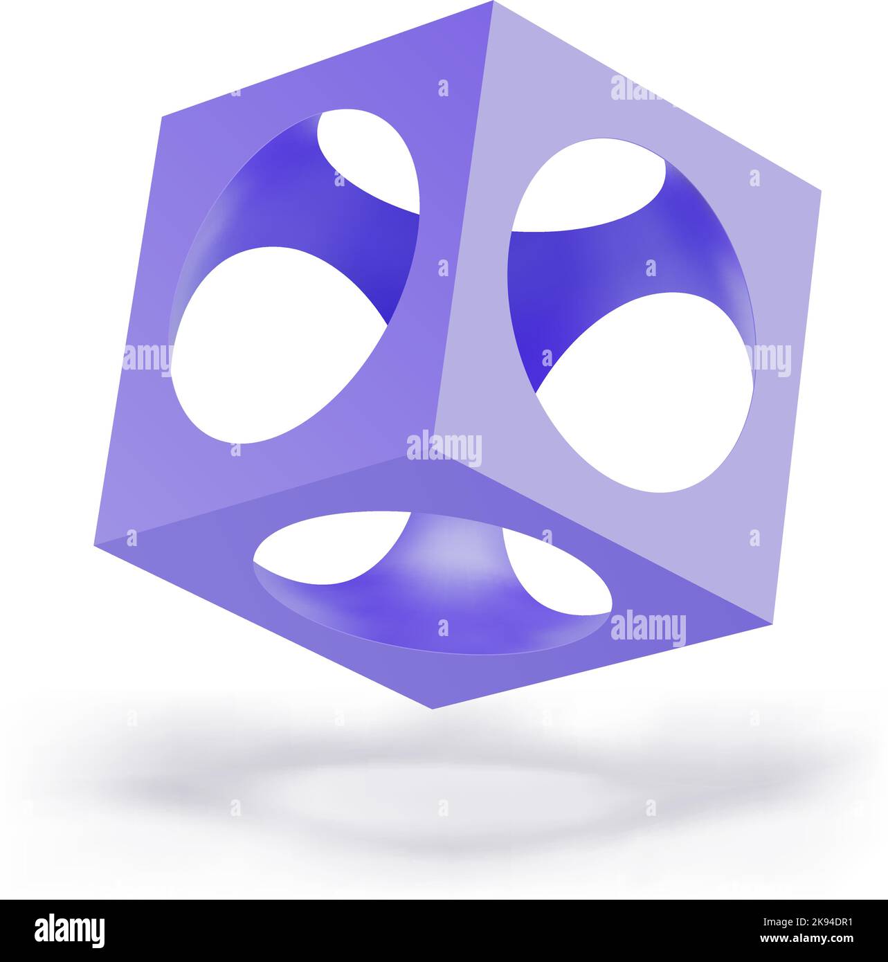 Illustration of Abstract Violet Cube, on White Background. Abstract ...