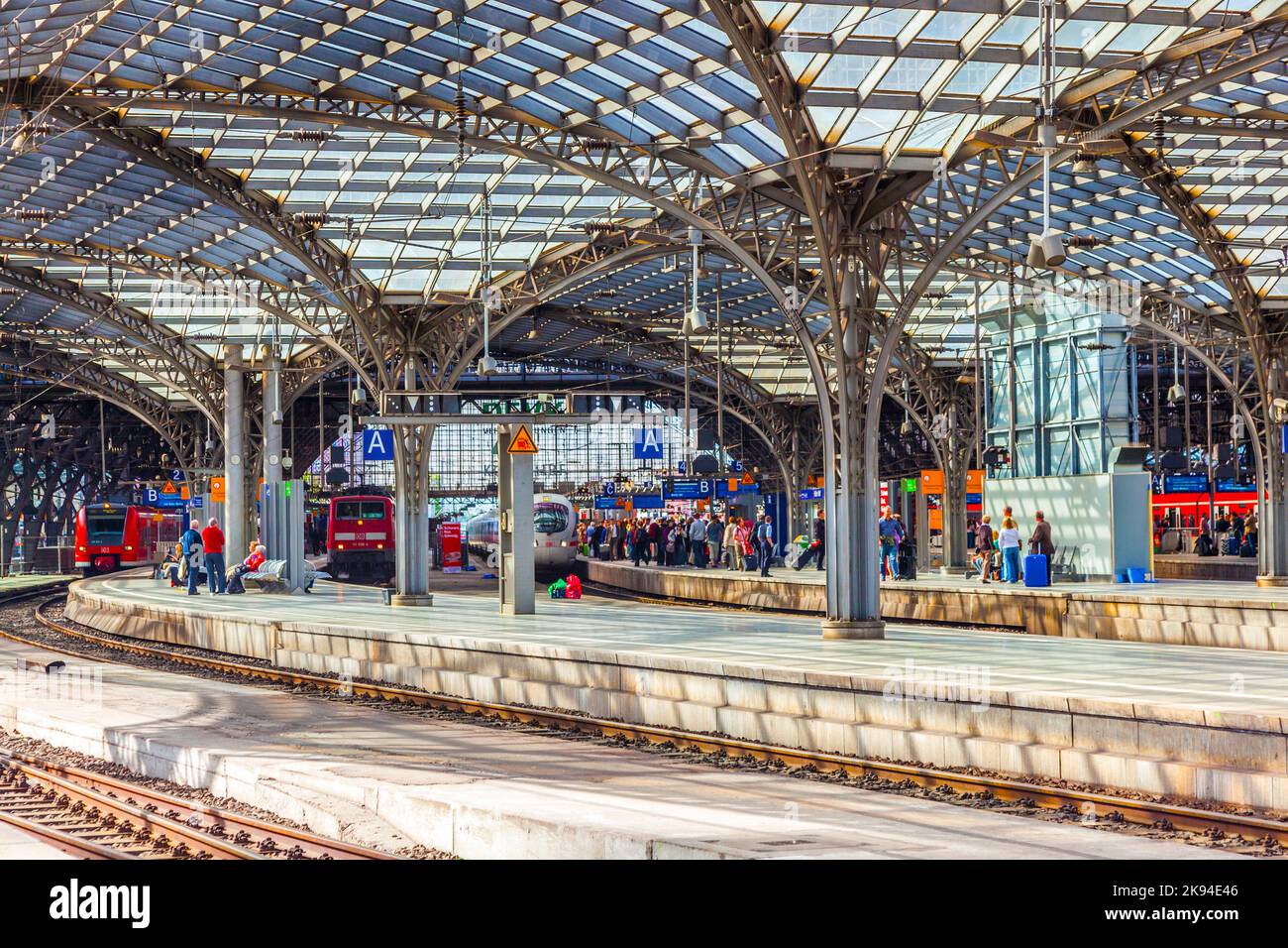 COLOGNE, GERMANY - MAY 28: train leaves the central railway station on ...