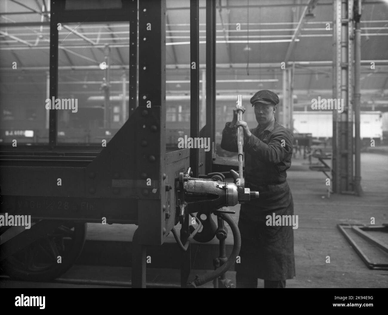 Workshop interior device for direction of buffer beams Stock Photo - Alamy