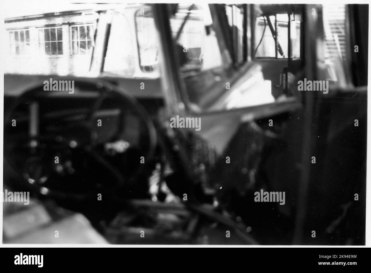 Interior on the crash -damaged bus State Railway, SJ Bus 1985 Stock ...