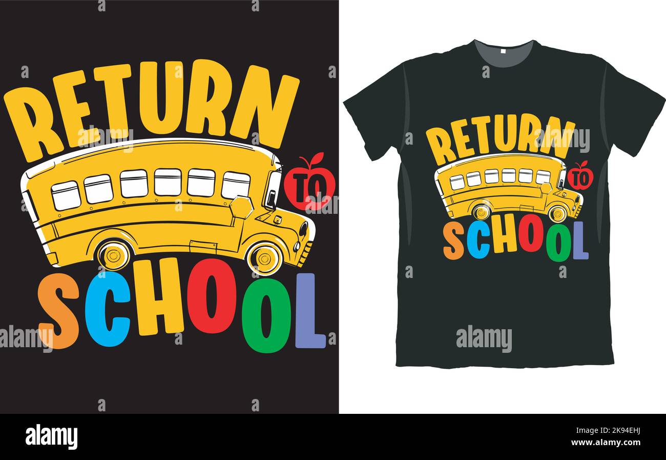 An illustration of Back to School t-shirt Design isolated on a black ...
